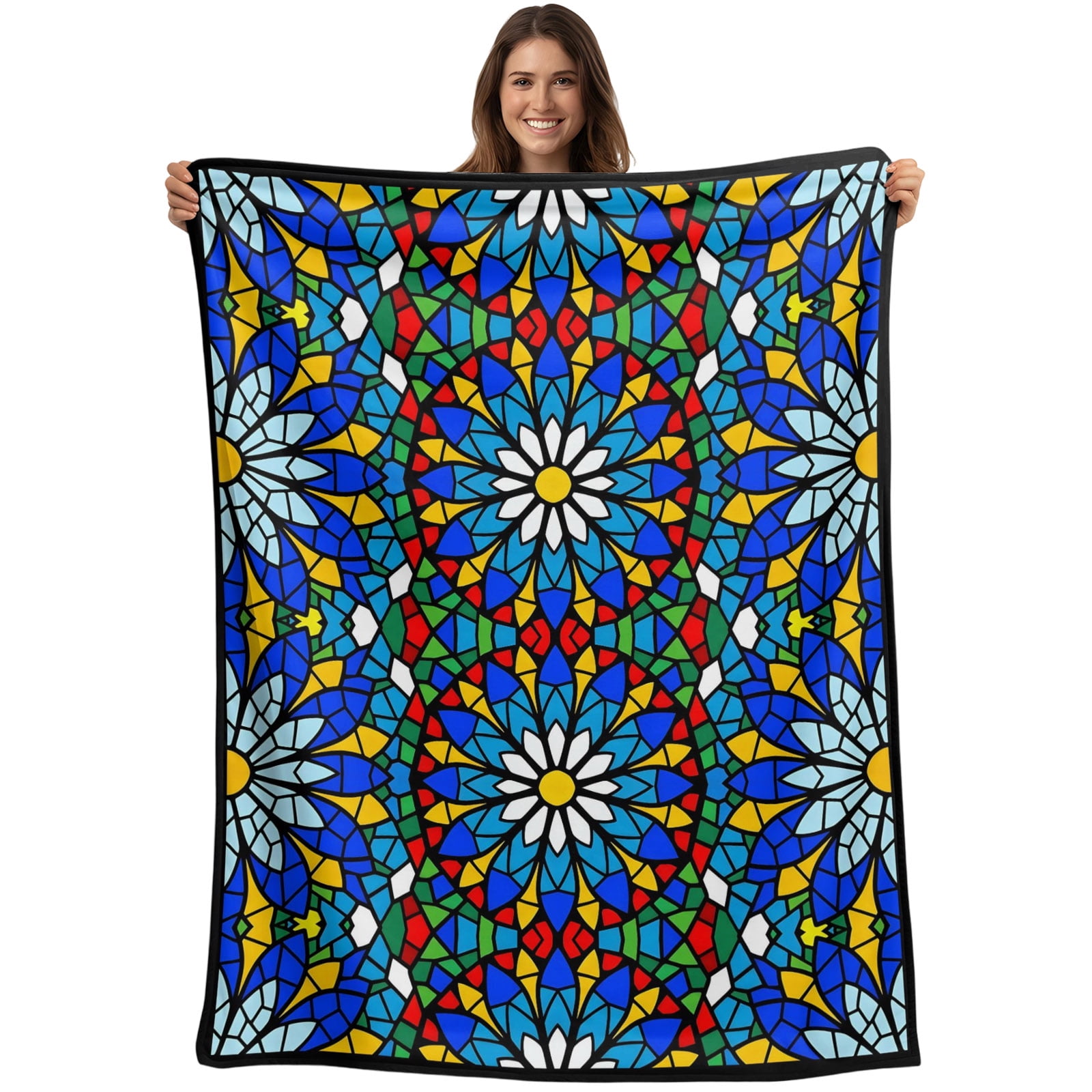 Blue Green Boho Flowers Blanket Soft Cozy Warm Throw Blanket for Couch ...