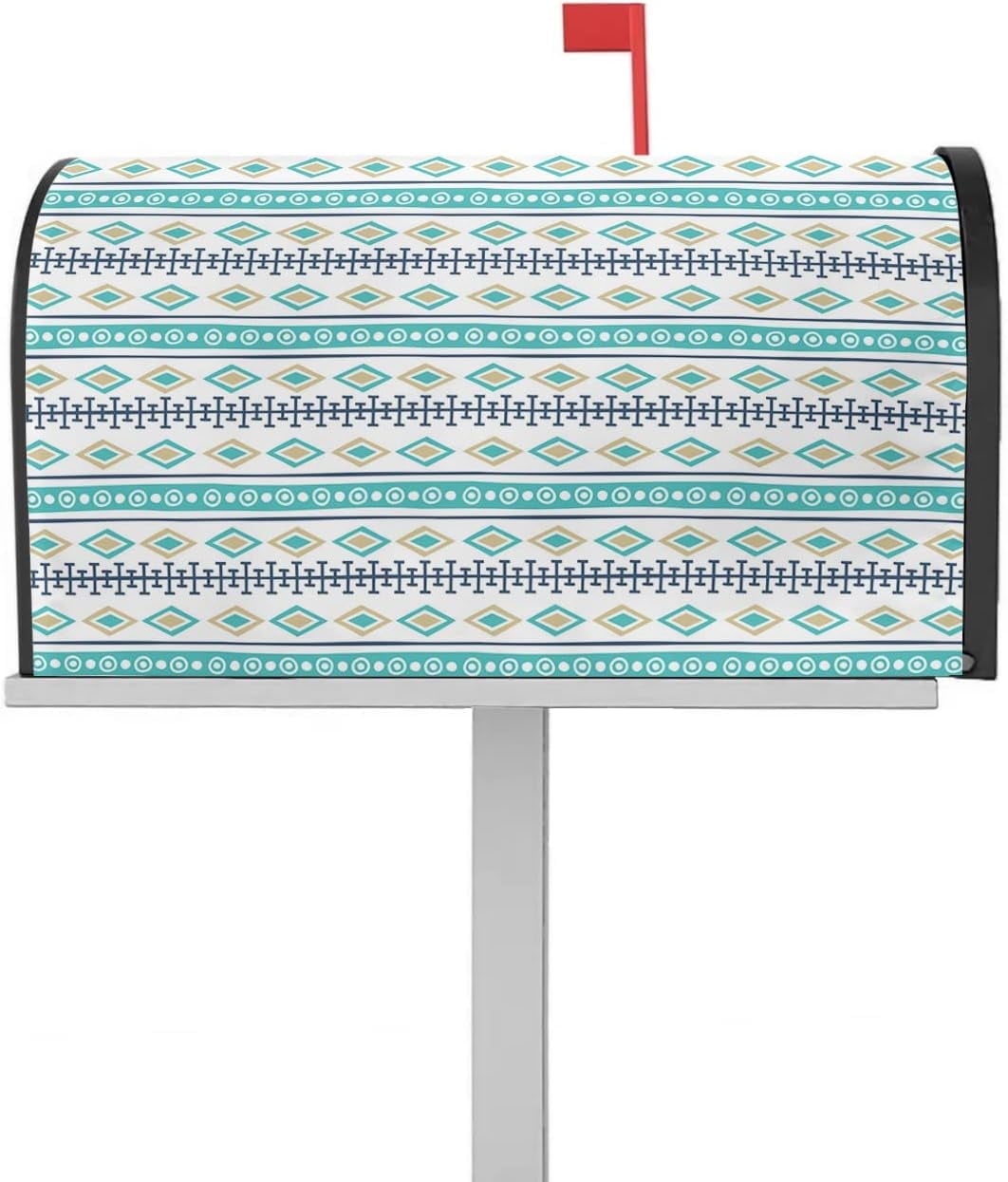 Blue Green Boho Mailbox Covers Magnetic Mailbox Wraps, Teal Geometric ...