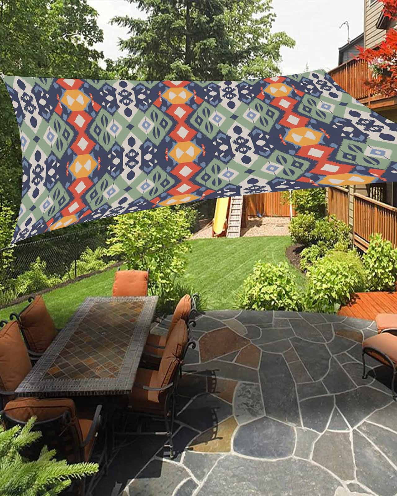 Blue Green Boho Sun Sail Shades Rectangle Canopy,Sunlight Block Heavy ...