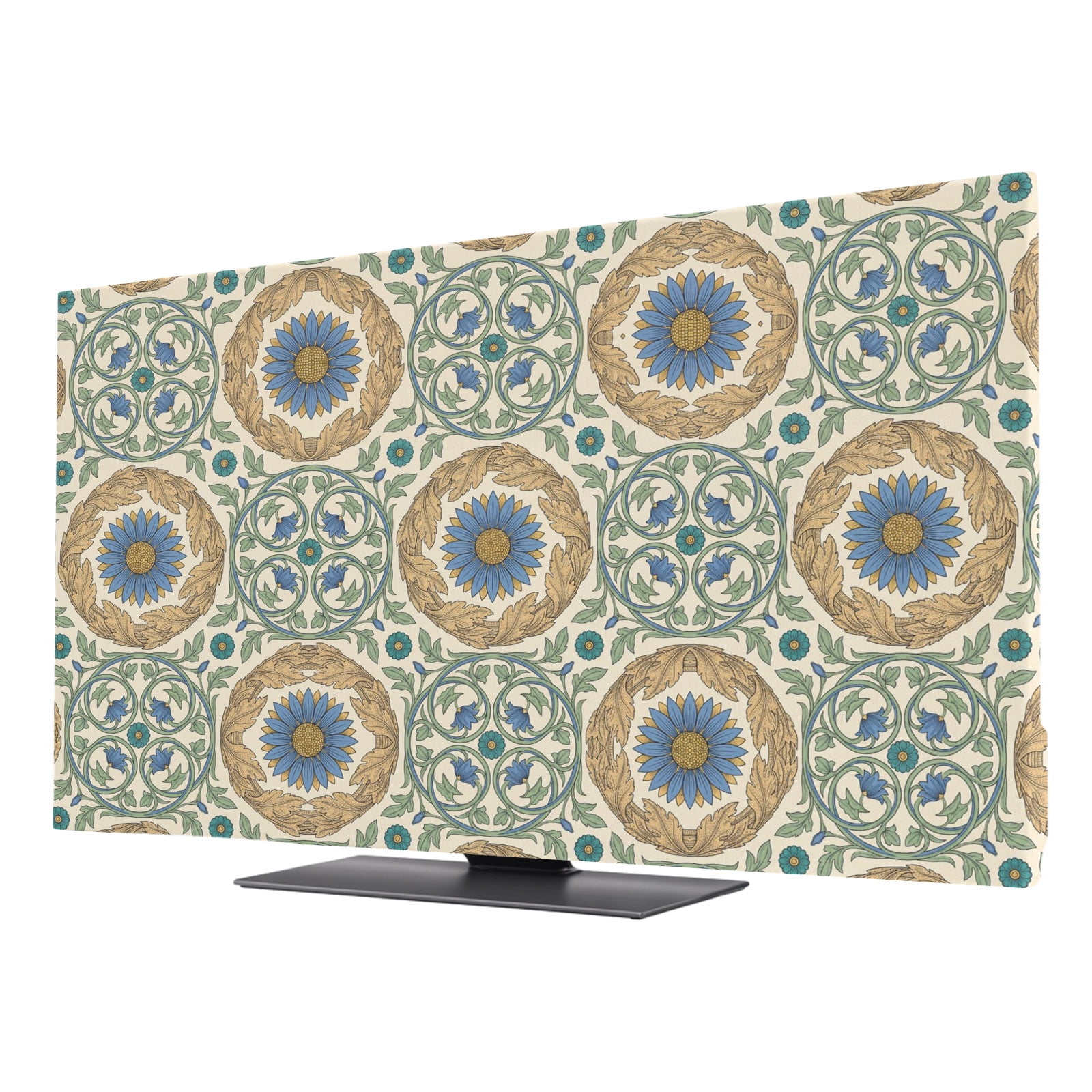 Blue Green Boho TV Cover for 40 Inch Screen,Stretch Fabric Dustproof TV ...