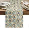 Blue Green Boho Table Runner Vintage Ethnic Tribal Floral Botanical ...