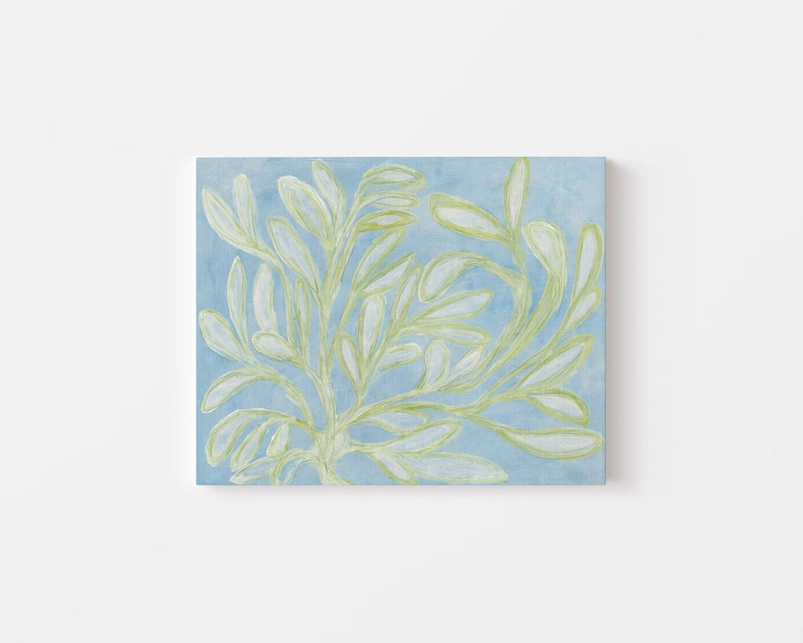 Blue Green Botanical Horizontal Wall Art Print Grandmillennial Wall ...