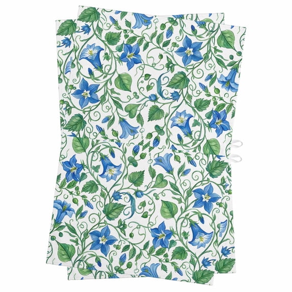 Blue Green Botanical Kitchen Towels Set of 2, Water Absorbent Dish ...