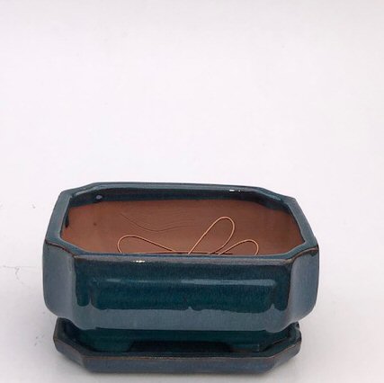 Blue / Green Ceramic Bonsai Flower Pot - Rectangle Professional Series ...