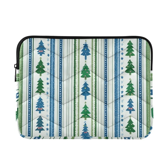 Blue Green Christmas Trees Stripes Quilted Laptop Protective Cases ...