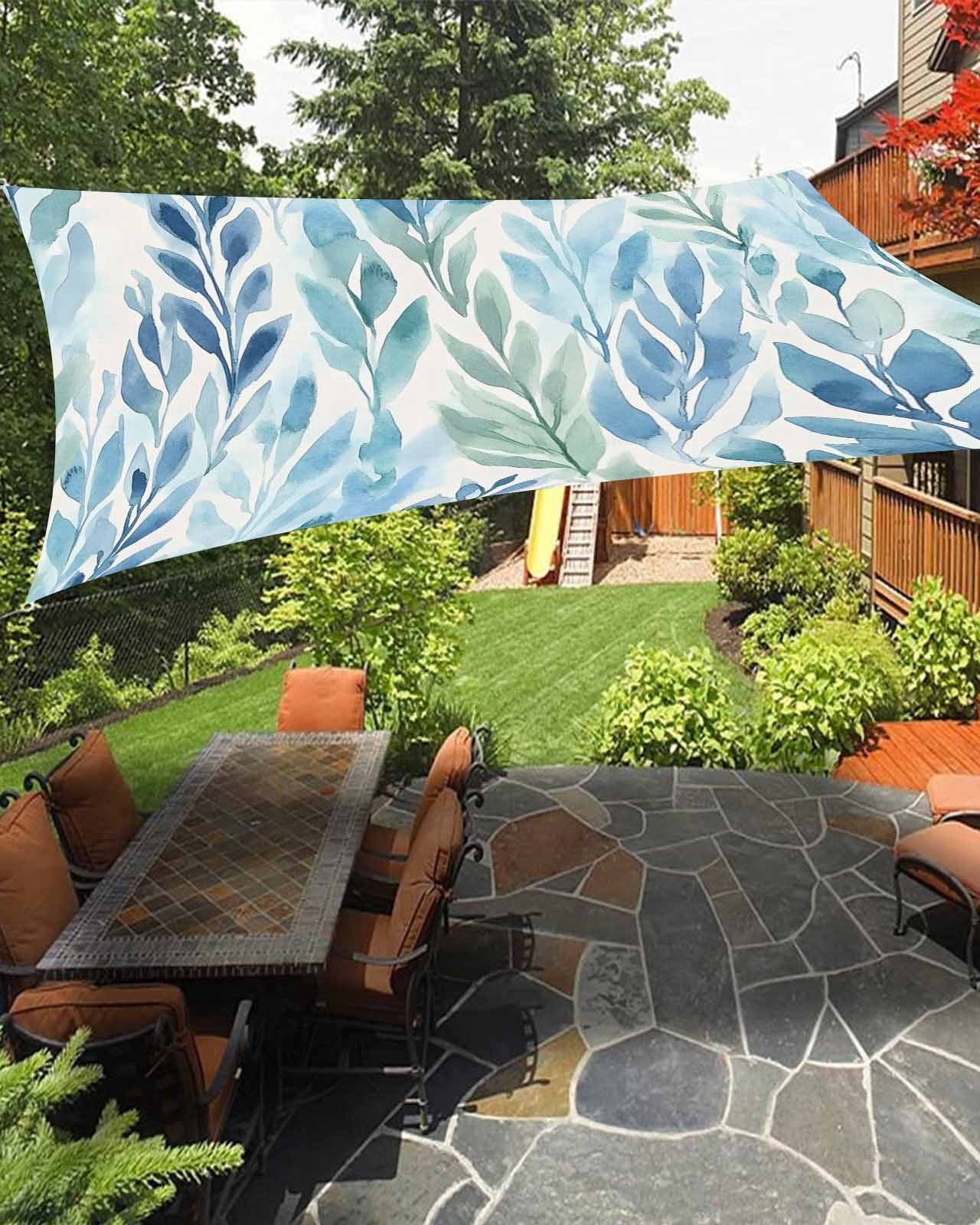 Blue Green Coral Sun Shade Sail 14'X18' Vintage Watercolor Seagrass ...