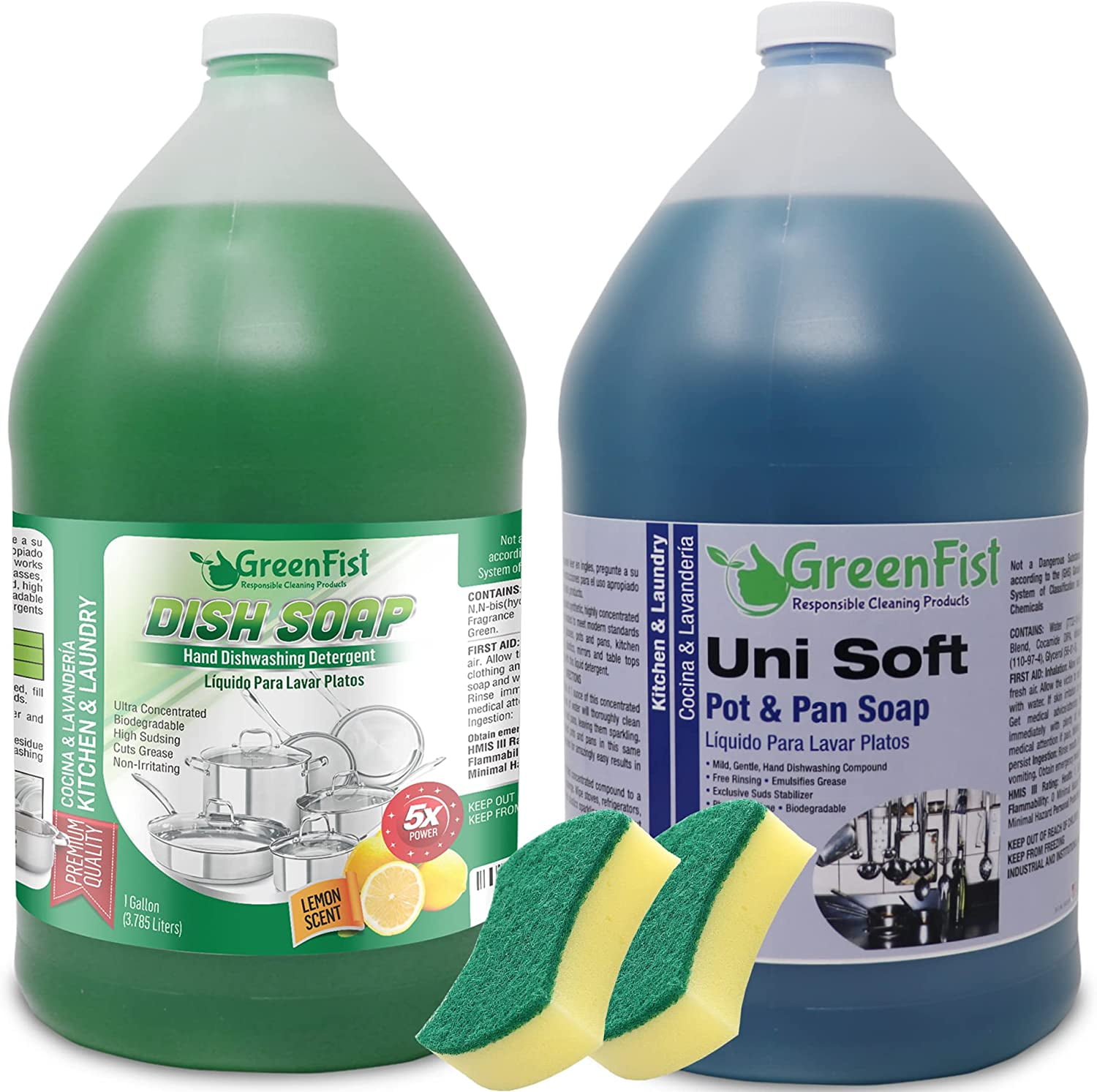 Blue & Green Dish Soap Set w/ 2 Sponges (1 Gallon) - Walmart.com