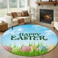 Blue Green Easter Round Rug 6ft Washable Circle Kitchen Rugs Non Slip ...