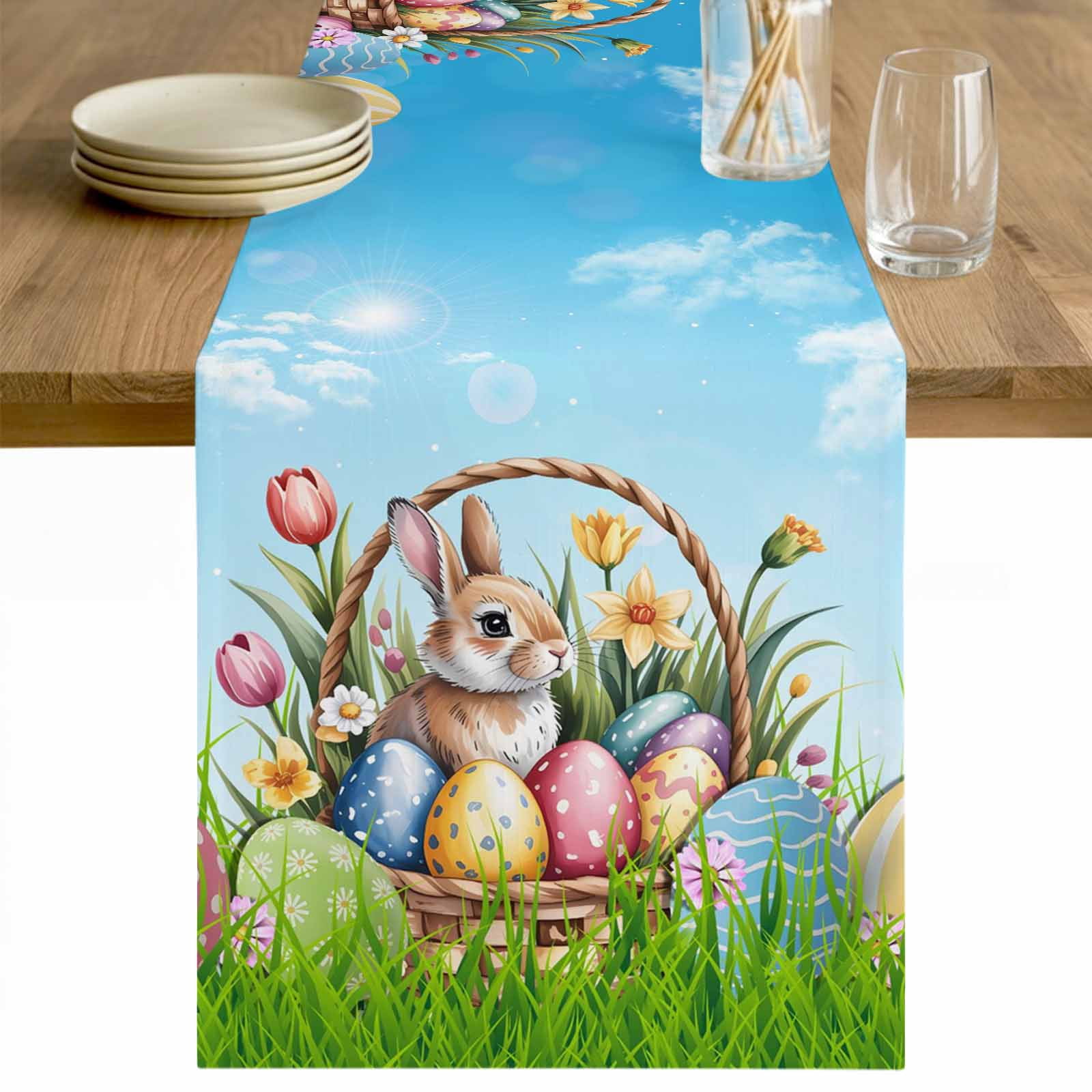 Blue Green Easter Table Runner 70 Inches Long Farmhouse Dress Scarves ...
