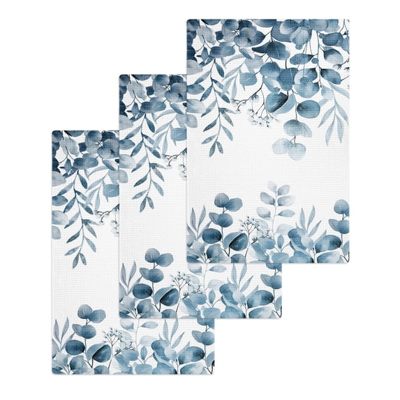 Blue Green Eucalyptus Leaves Kitchen Dish Towels for Drying Dishes Set ...