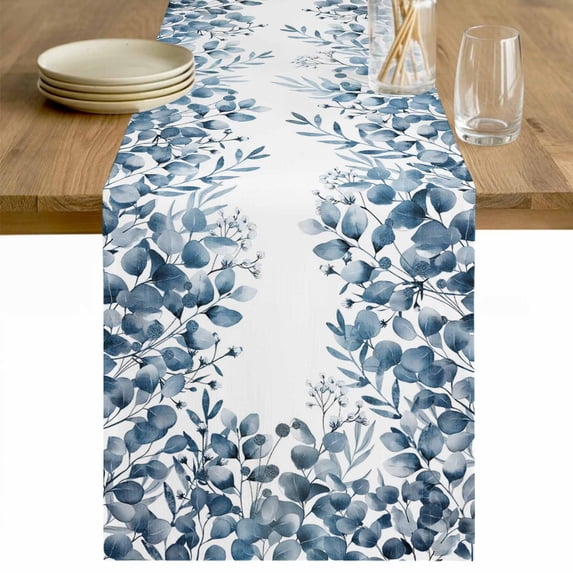 Blue Green Eucalyptus Leaves Table Runner 70 Inches Long Farmhouse ...