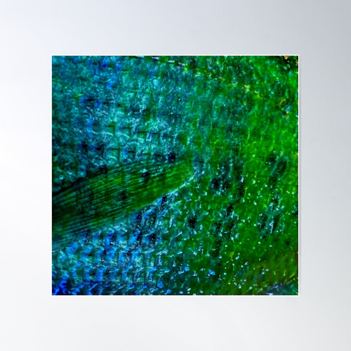 Blue Green Fish Scales Poster Wall Art, Modern Wall Decor For Living ...