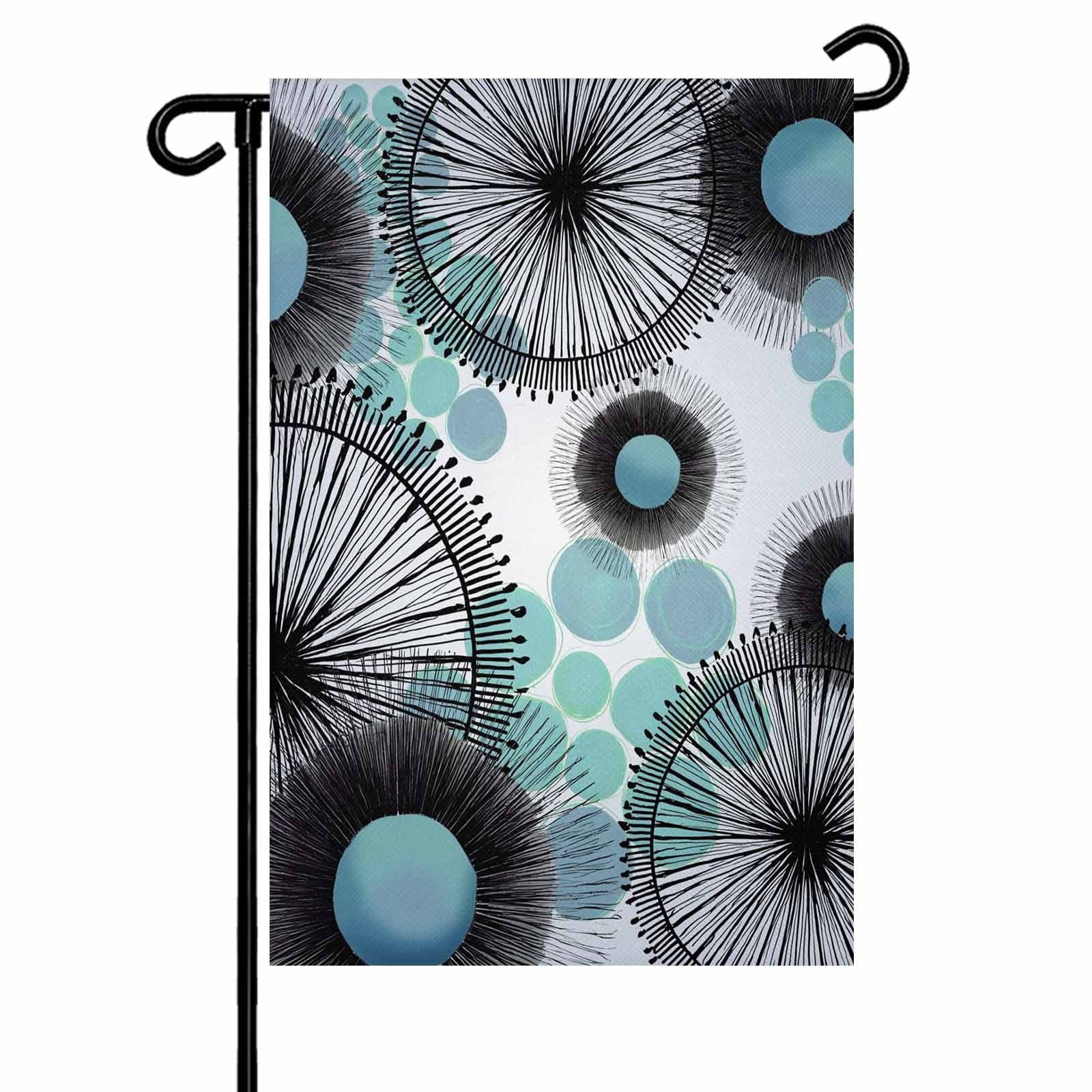 Blue Green Floral Garden Flag 28x40 Inch Boho Abstract Floral Teal Dot ...