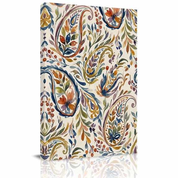 Blue Green Flower Canvas Wall Art for Living Room, Watercolor Abstract ...