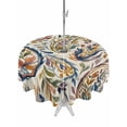 Blue Green Flower Round Outdoor Tablecloth with Umbrella Hole ...