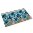 Blue Green Flowers Door Mat Modern Teal Gold Floral Petals Non Slip ...