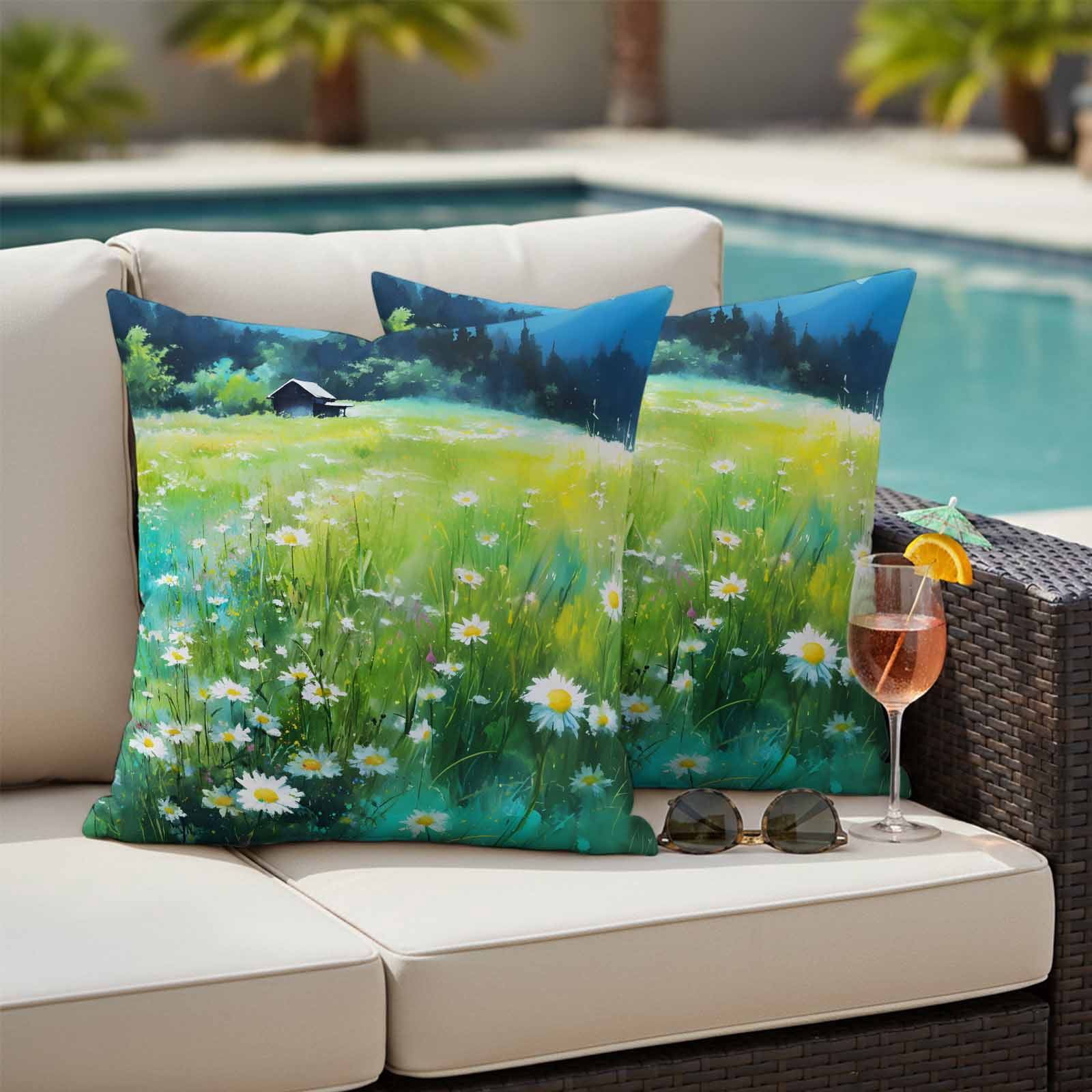 Blue Green Forests Outdoor Pillow Covers 20x20 Inch Throw Pillow Covers ...