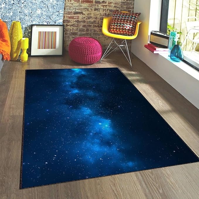 Blue Green Galaxy Area Rugs, Space Galaxy Art Decor Carpet, Soft Non ...