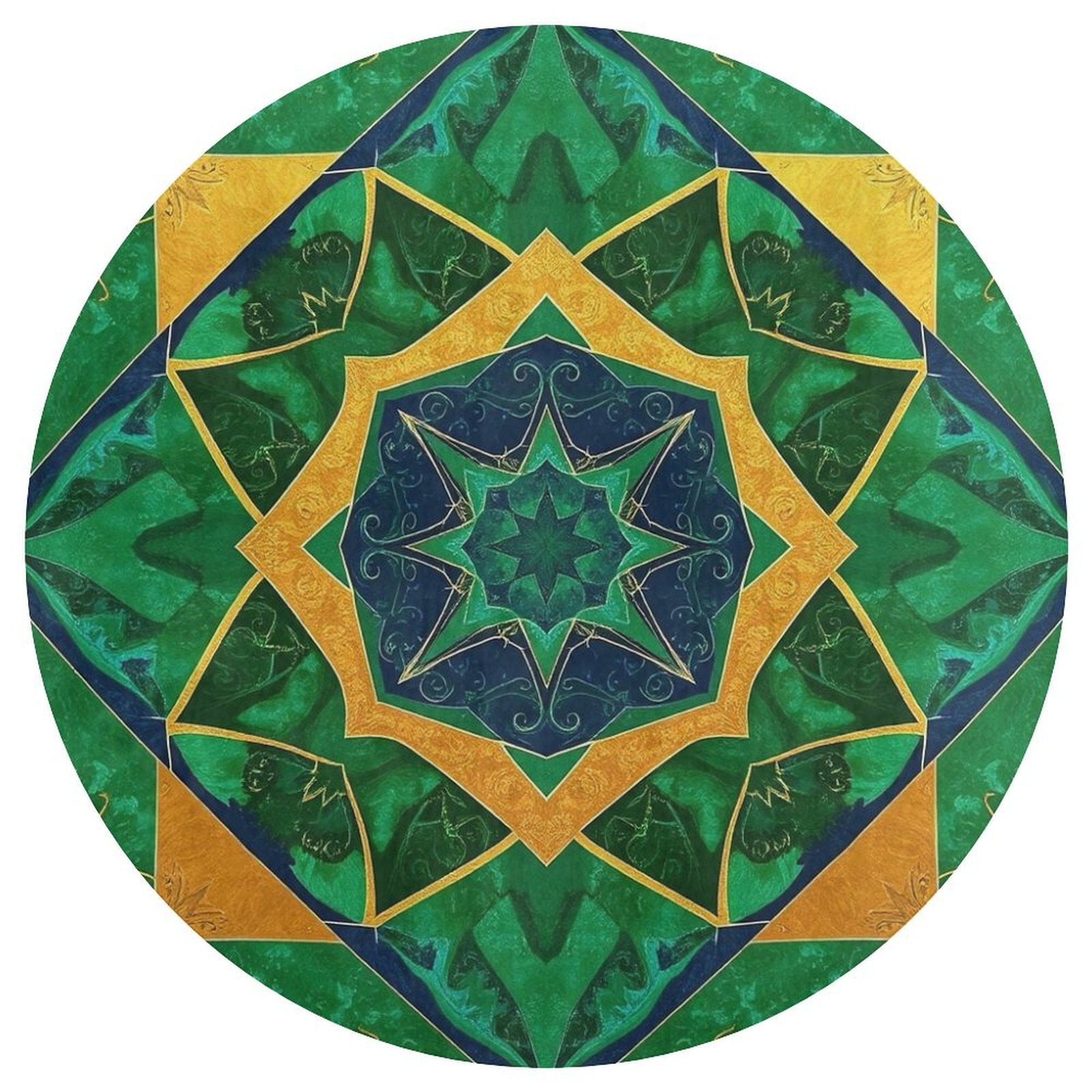 Blue Green Gold Marble Geometry Round Area Rug Soft Sofa Nursery Carpet ...