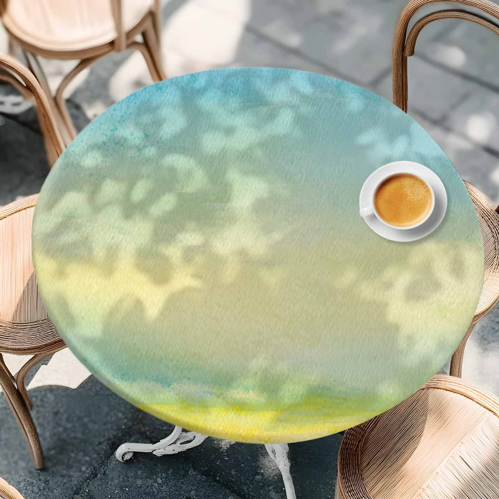 Blue Green Gradient Background Round Fitted Tablecloth with Elastic ...