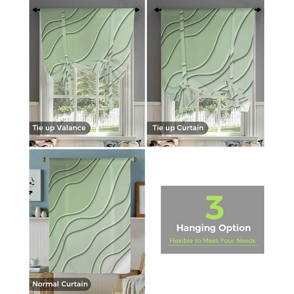 Blue Green Gradient Brown Modern Geometric Curtain for Living Room ...