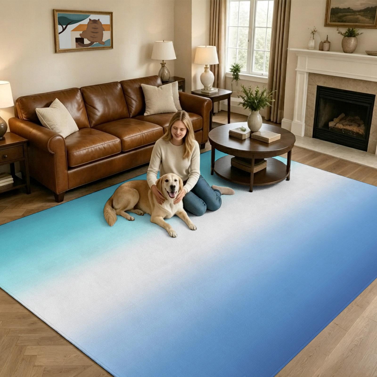 Blue Green Gradient Large Area Rugs 6x9ft Abstract Minimalist Modern ...