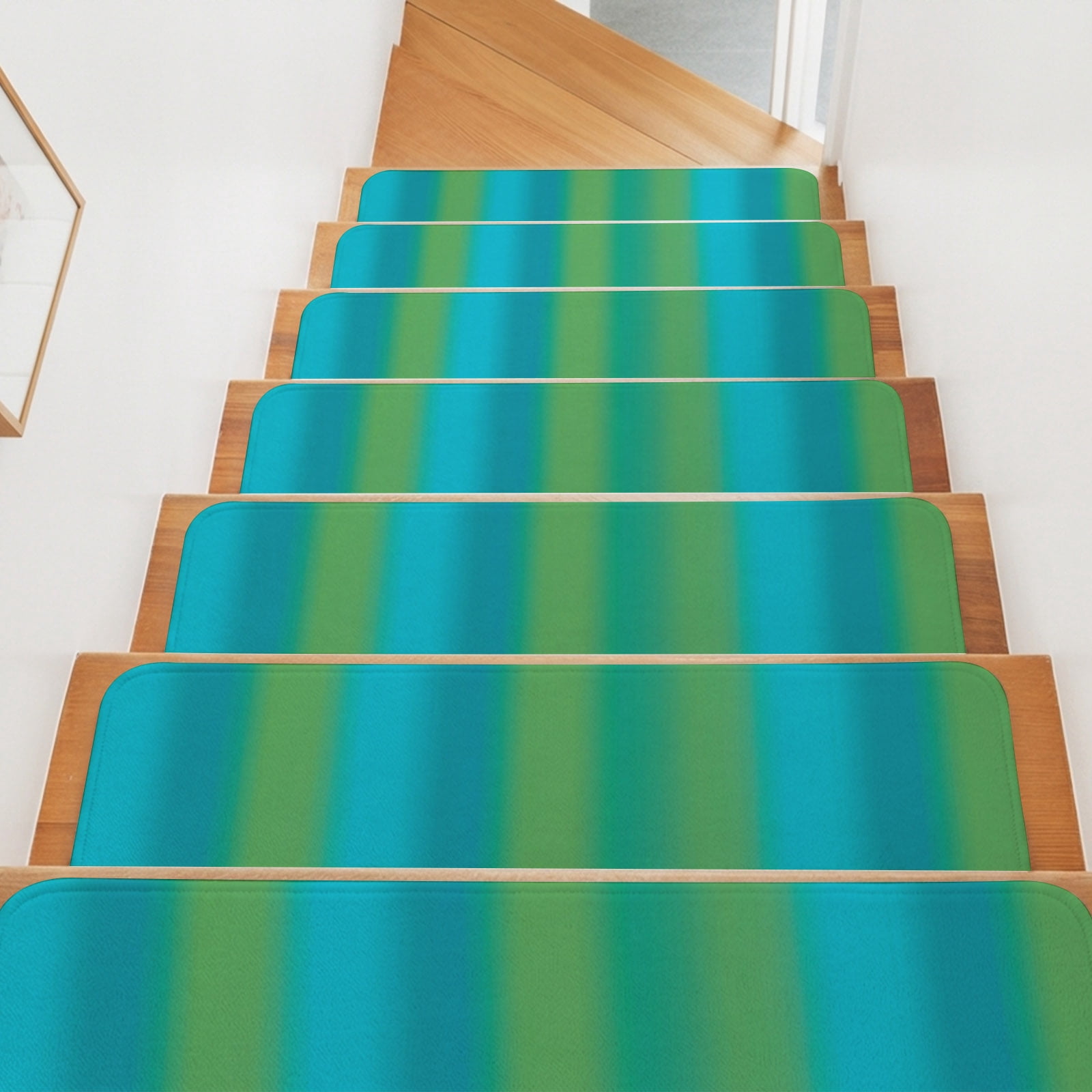 Blue Green Gradient Stair Treads Non Slip for Steps Color Striped Ombre ...