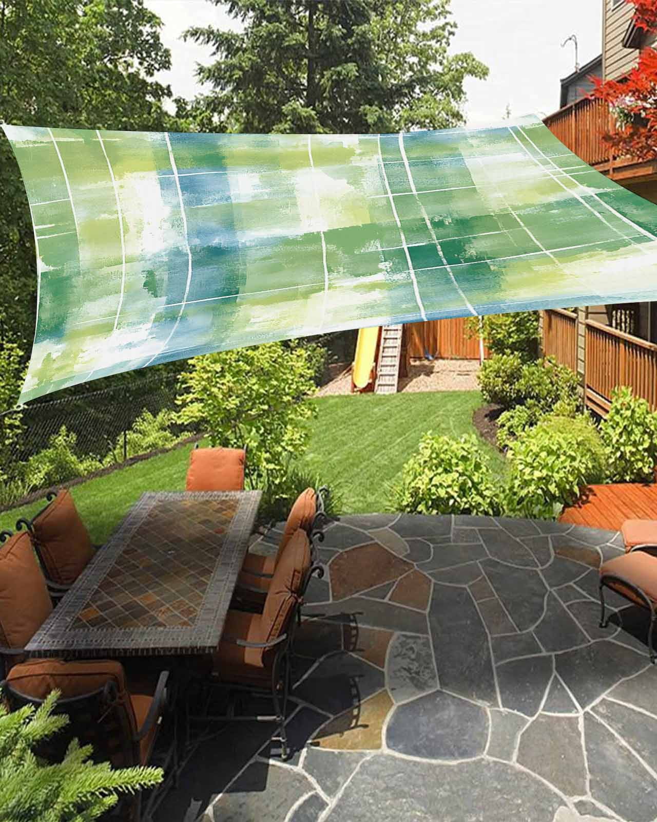 Blue Green Gradient Sun Shade Sail 14'X18' Geometric Grids UV Block ...