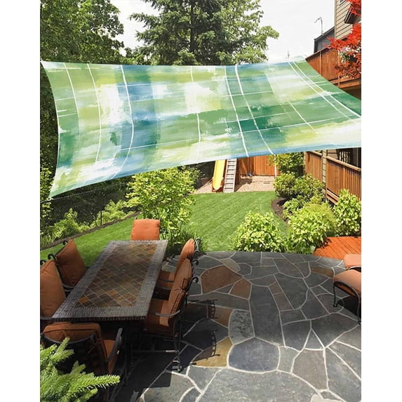 Blue Green Gradient Sun Shade Sail 8'X10' Geometric Grids UV Block ...