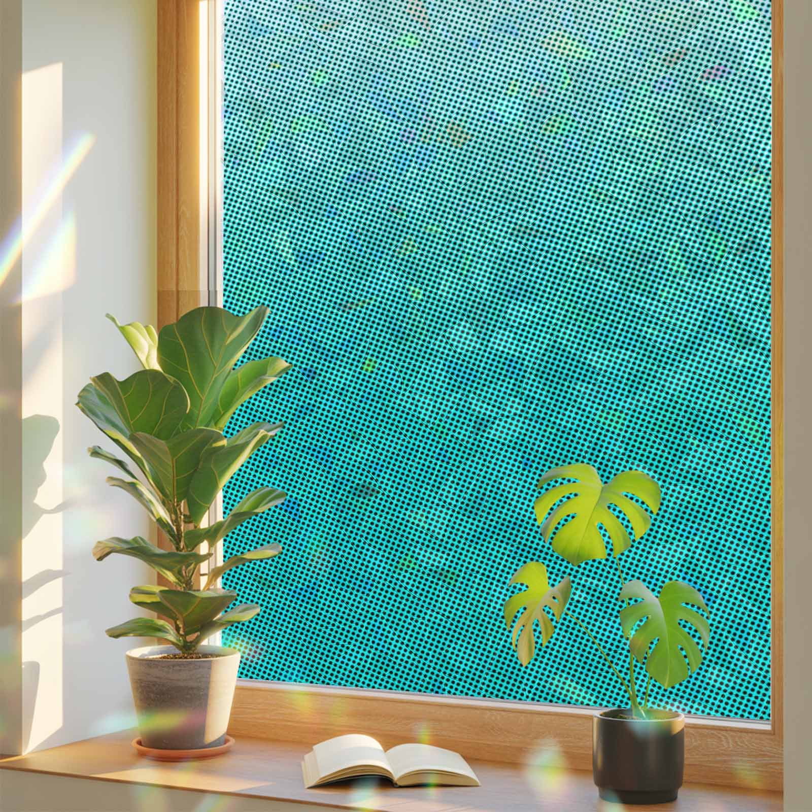 Blue Green Graduality Window Privacy Film, Rainbow Film Decorative ...