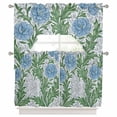 Blue Green Grey Botanical Kitchen Curtains Swag Valance and Tier ...