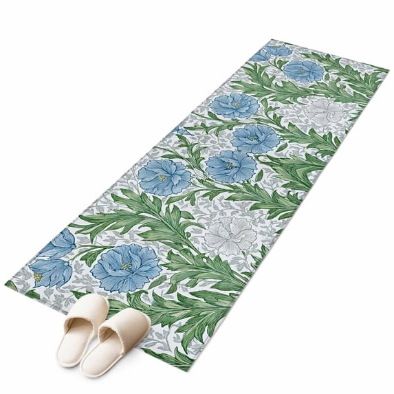 Blue Green Grey Botanical Kitchen Runner Rug 2x6 Washable Runners for ...