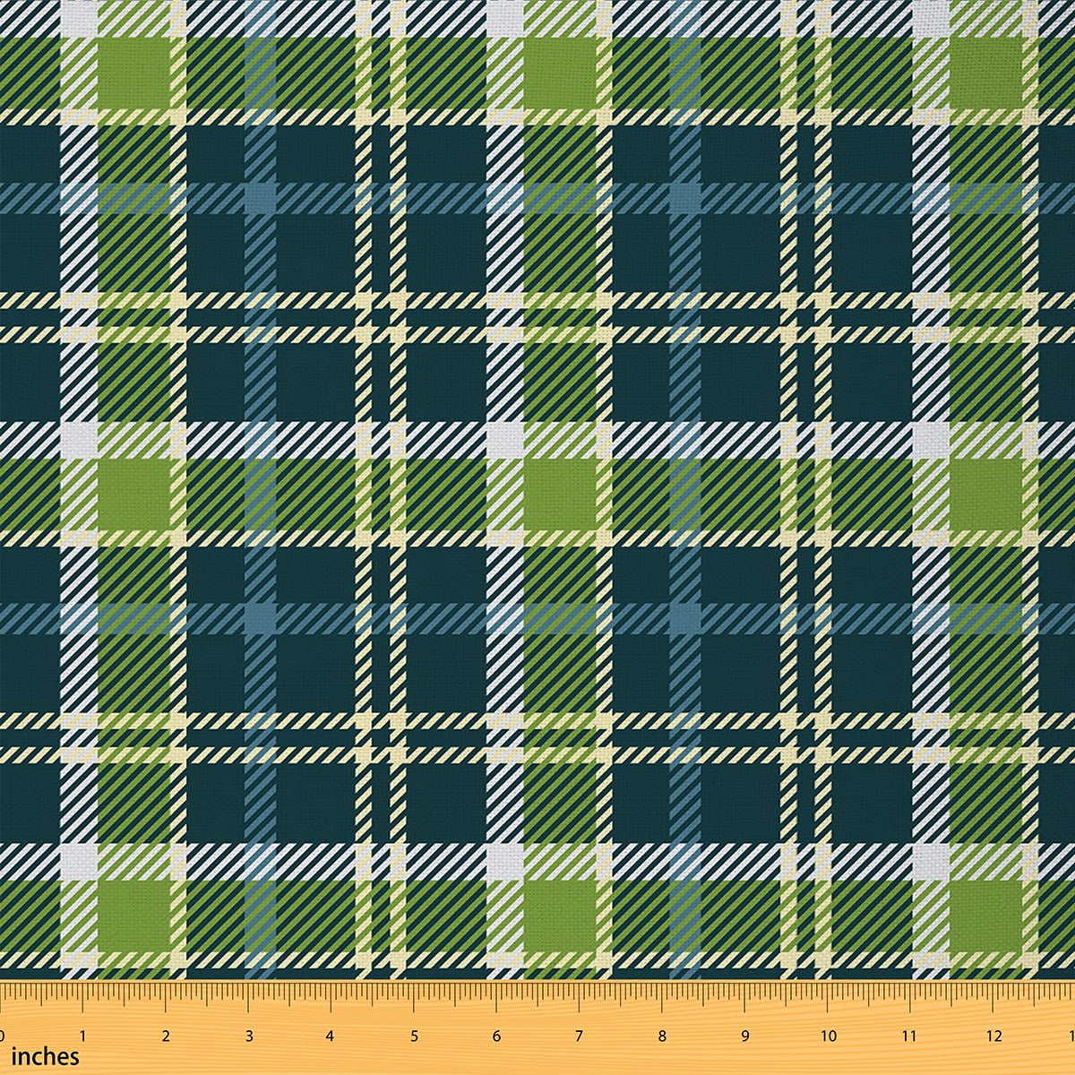 Blue and Green Grid Fabric by the Yard,Buffalo Plaid Upholstery Fabric ...