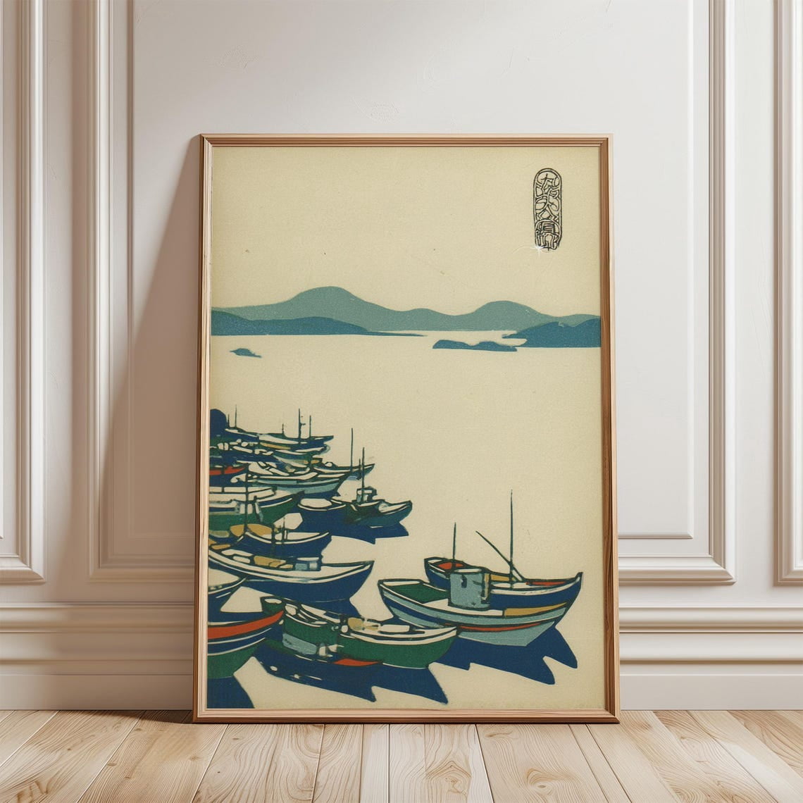 Blue Green Harbour Boats Poster, Unframed Canvas 12x16in - Walmart.com