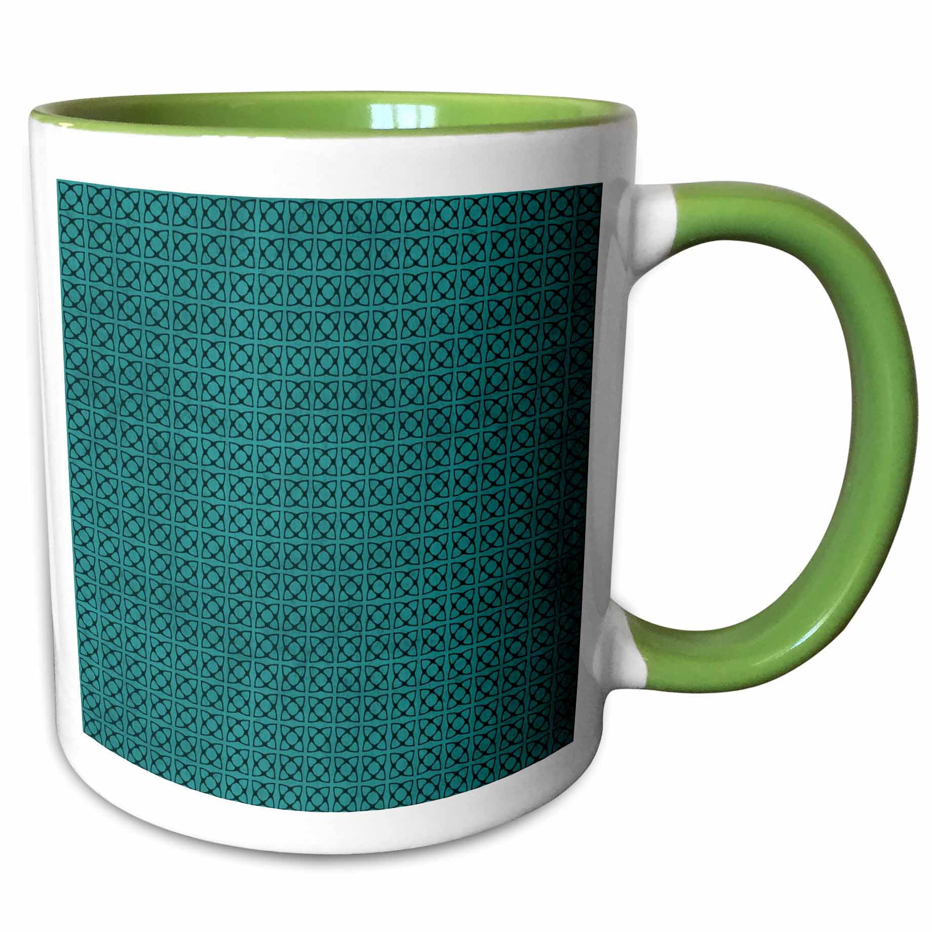 3drose, Blue Green Irish Knots Pattern, 15oz Two-tone Green Mug ...