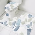 Blue Green Leaf Bathroom Rugs Set Retro Rustic Texture Watercolor ...