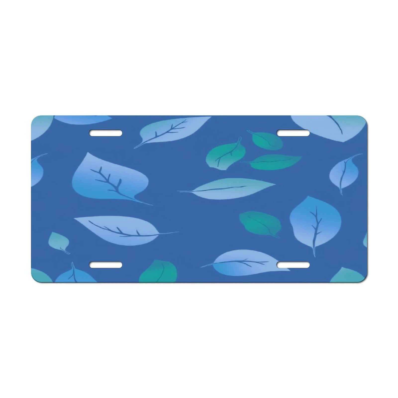 Blue And Green Leaf Pattern Car Decorative Front License Plate,Vanity ...