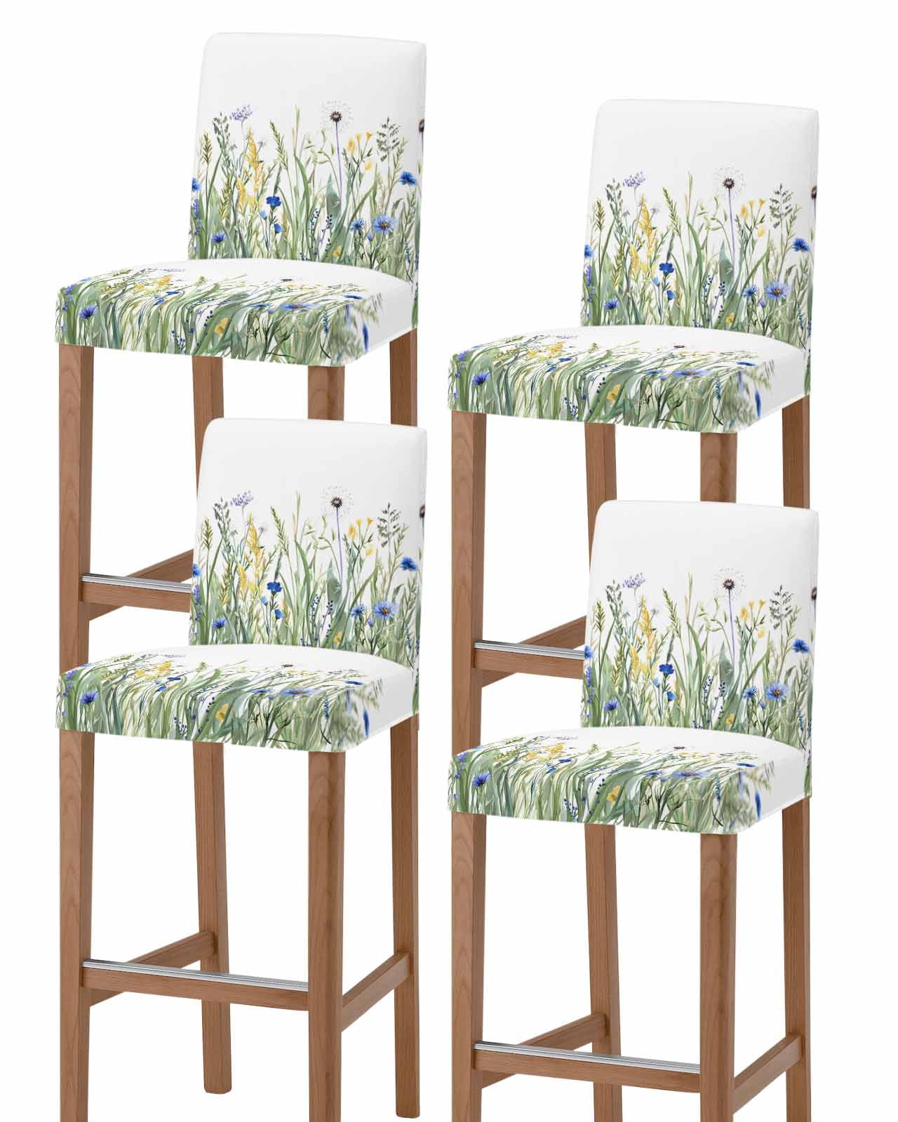Blue Green Leag Bar Stool Chair Covers Set of 4 with Back,Country ...