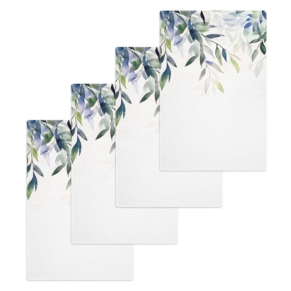 Blue Green Leaves Kitchen Dish Towels for Drying Dishes Set of 4 ...