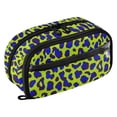 Blue Green Leopard Pattern PVC Pencil Case Water-Repellent Clear Window ...