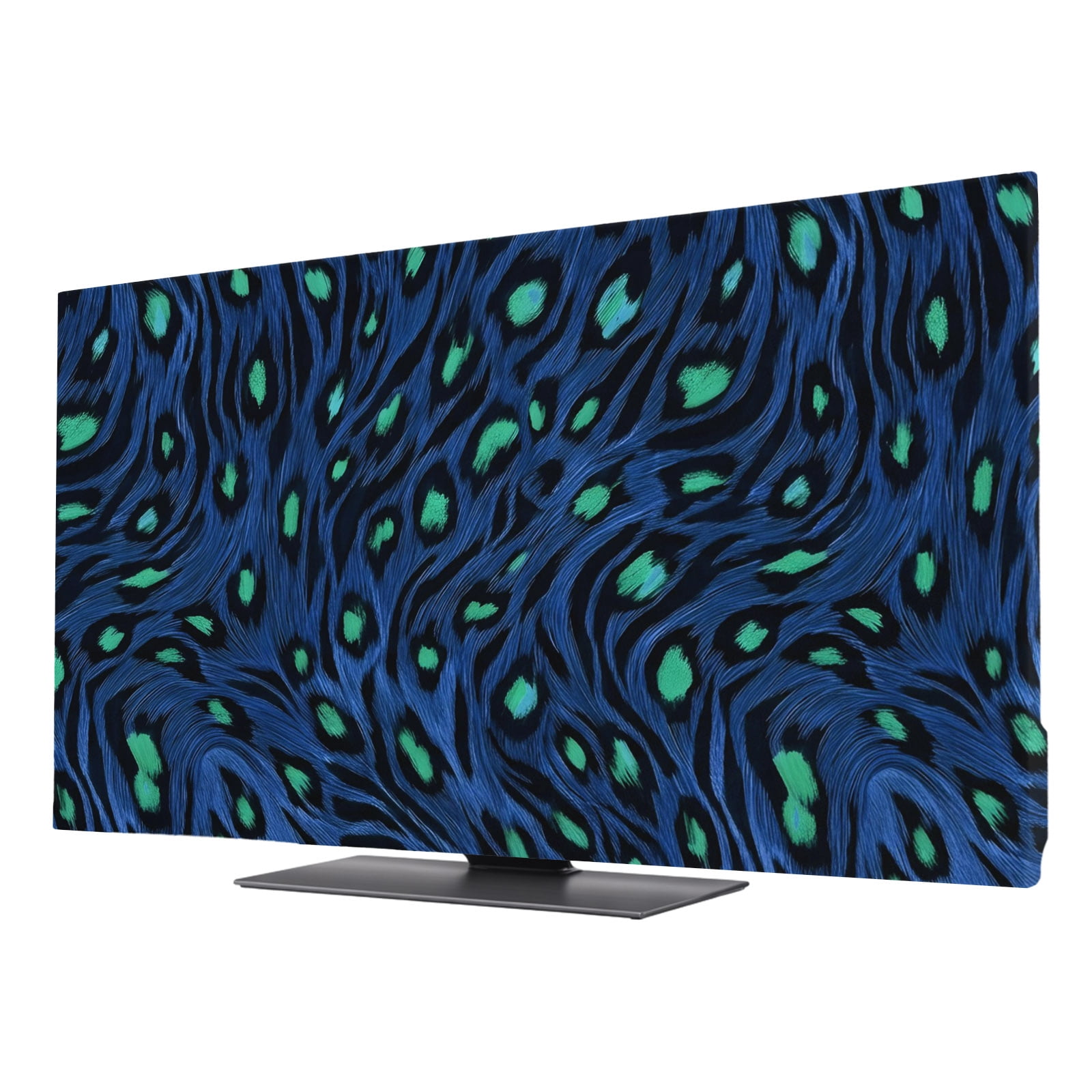 Blue Green Leopard TV Cover for 50 Inch Screen,Stretch Fabric Dustproof ...