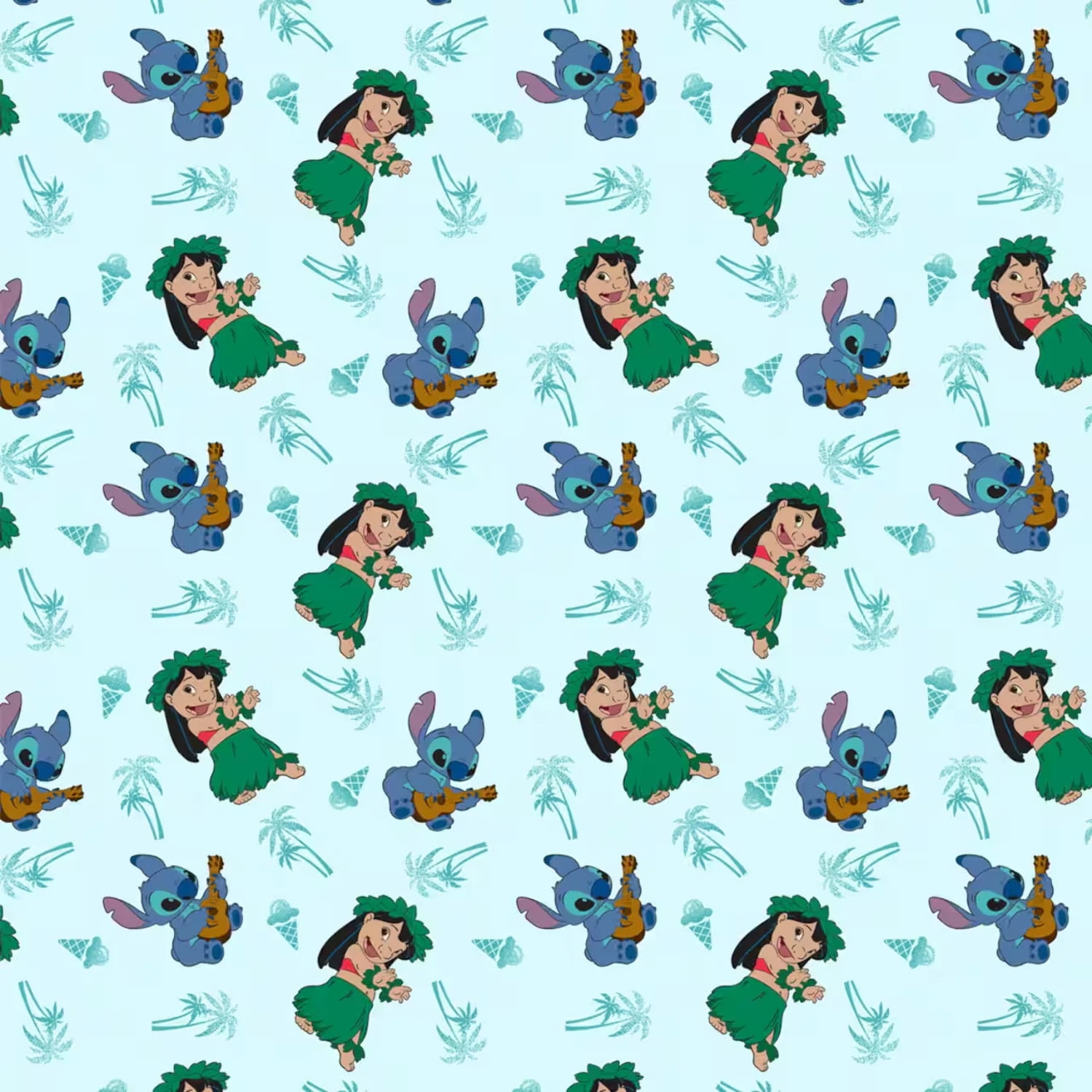 Blue Green Lilo Stitch Vacation Icon Cotton Fabric - Walmart.com