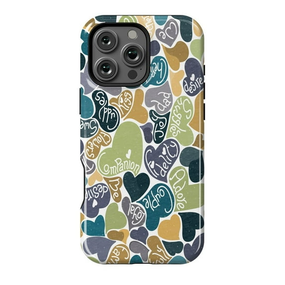 Blue Green Love Hearts Quote Art iPhone Case 17 16 15 14 13 12 11 Pro ...