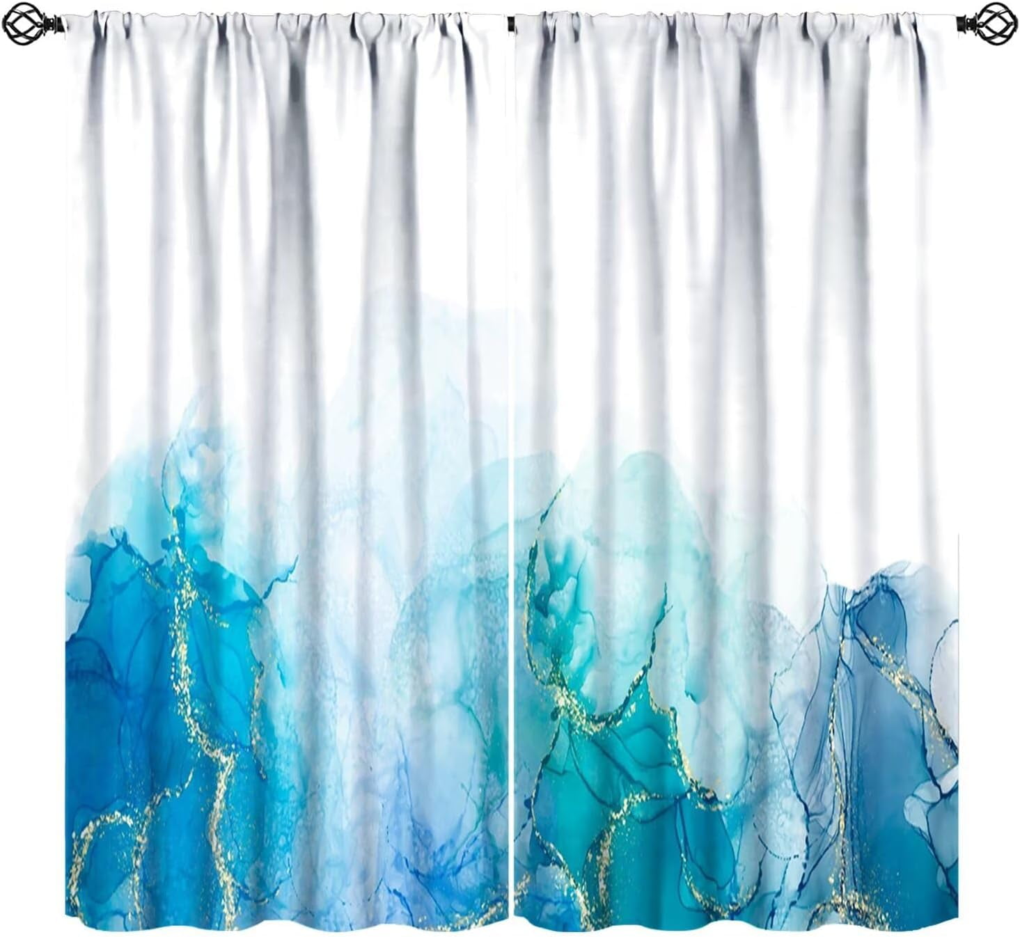 Blue Green Marble Curtains Modern Abstract Marble Luxury Art Print ...