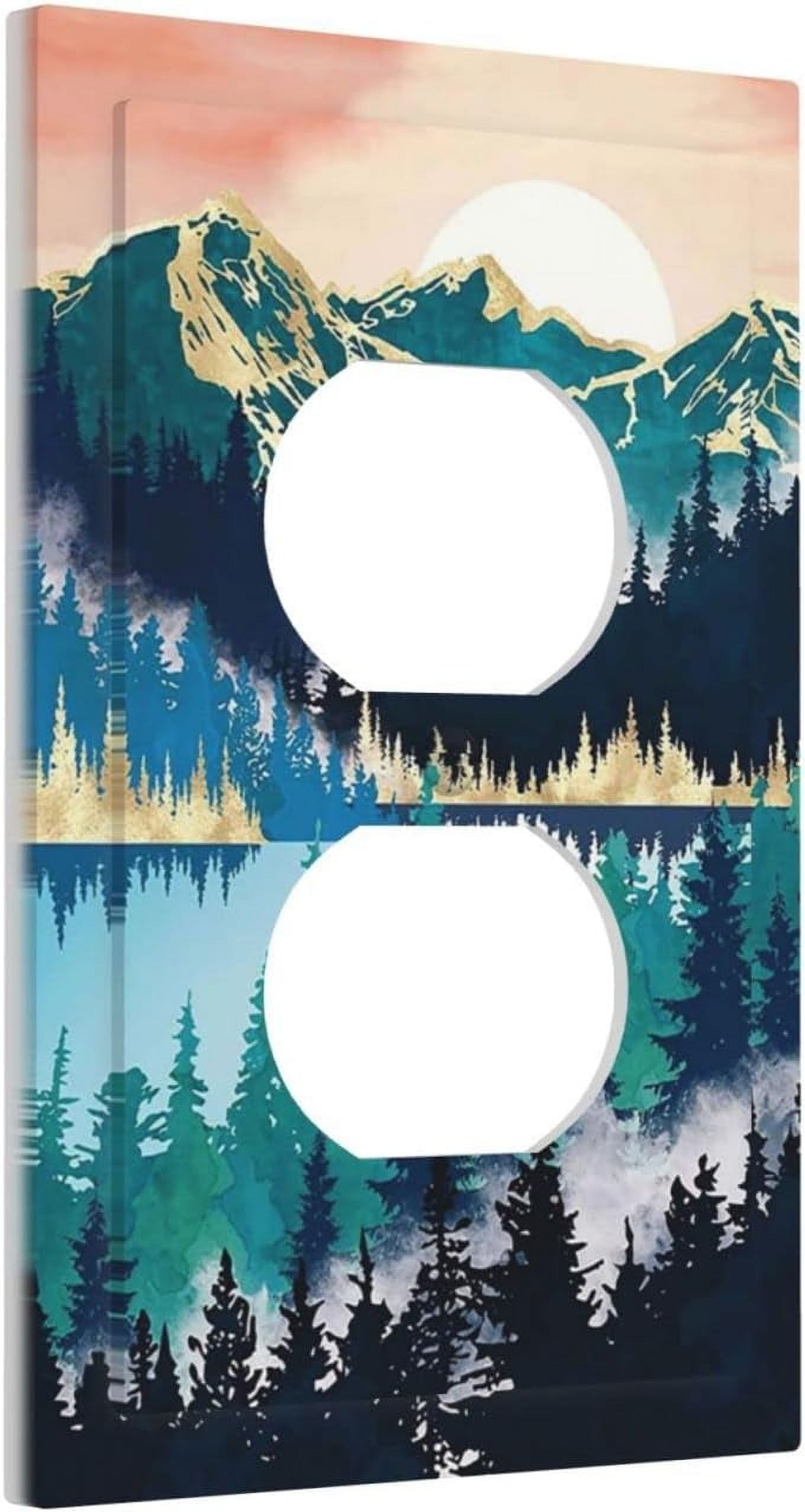 Blue/Green Misty Forest Mountain 1 Gang Duplex Receptacle Wall Plate ...