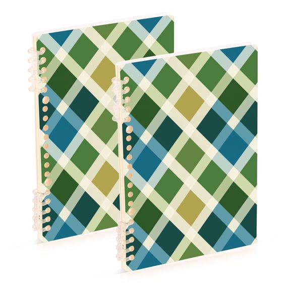 Blue Green Mixture Plaids Diagonal Notebook Detachable Coil Notebook ...