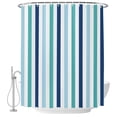Blue Green Navy Stripes Shower Curtain for Bathroom, Minimalist ...