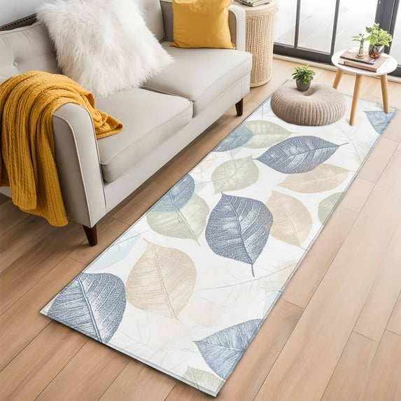 Blue Green Orange Leaves Kitchen Runner Rug 2x6 Washable Runners for ...