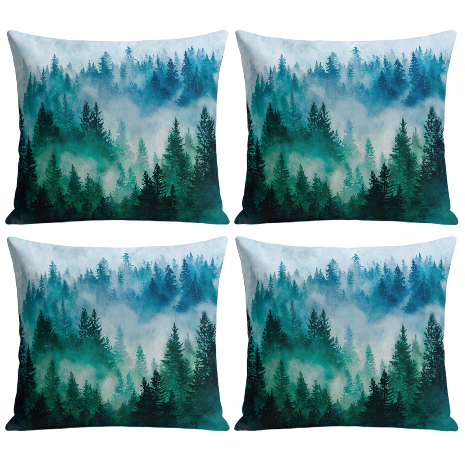 Blue Green Pine Trees Throw Pillow Covers 18 x 18 Inch Pillow Covers ...