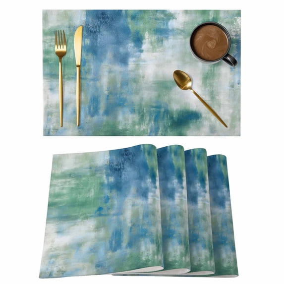 Blue Green Placemats Set of 8 Modern Abstract Minimalist Texture ...